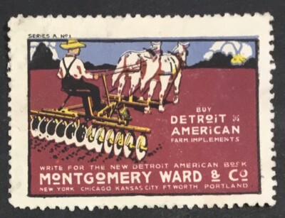 MONTGOMERY WARD DETROIT AMERICAN FARM IMPLEMENTS POSTER STAMP from ...