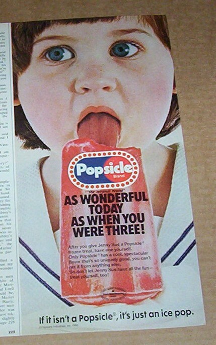 1980 print ad - Popsicle ice pop frozen treats cute little girl Jenny ...