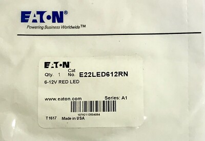 EATON CUTLER HAMMER E22LED612RN 6-12V RED LED E22 E34 10250T Pilot ...