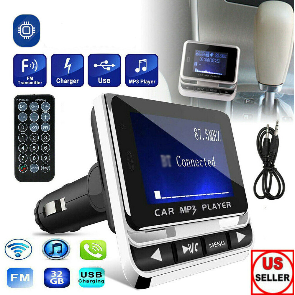 Car Bluetooth FM Transmitter MP3 Player LCD Screen AUX Handsfree ...