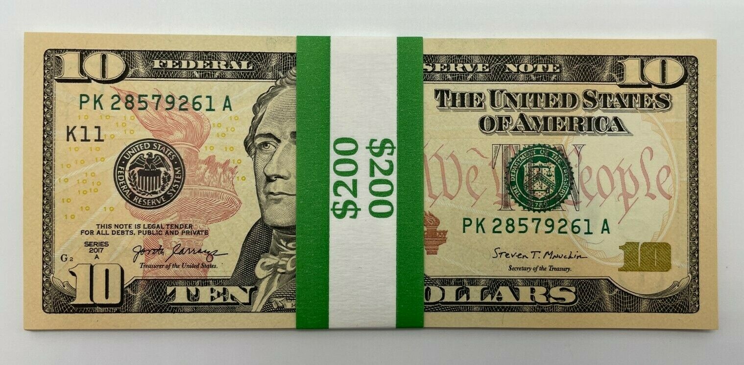 NEW Uncirculated TEN Dollar Bills Series 2017A $10 Sequential Notes Lot ...