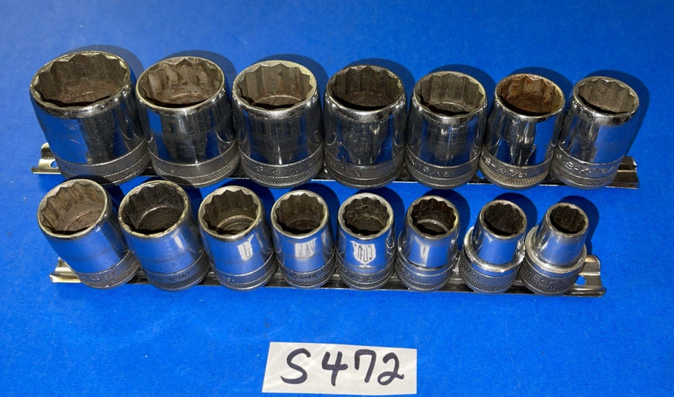 S-K TOOLS VINTAGE 15 PIECE 1/2 DRIVE SAE. SHORT SOCKET SET 7/16- 1-1/4 ...