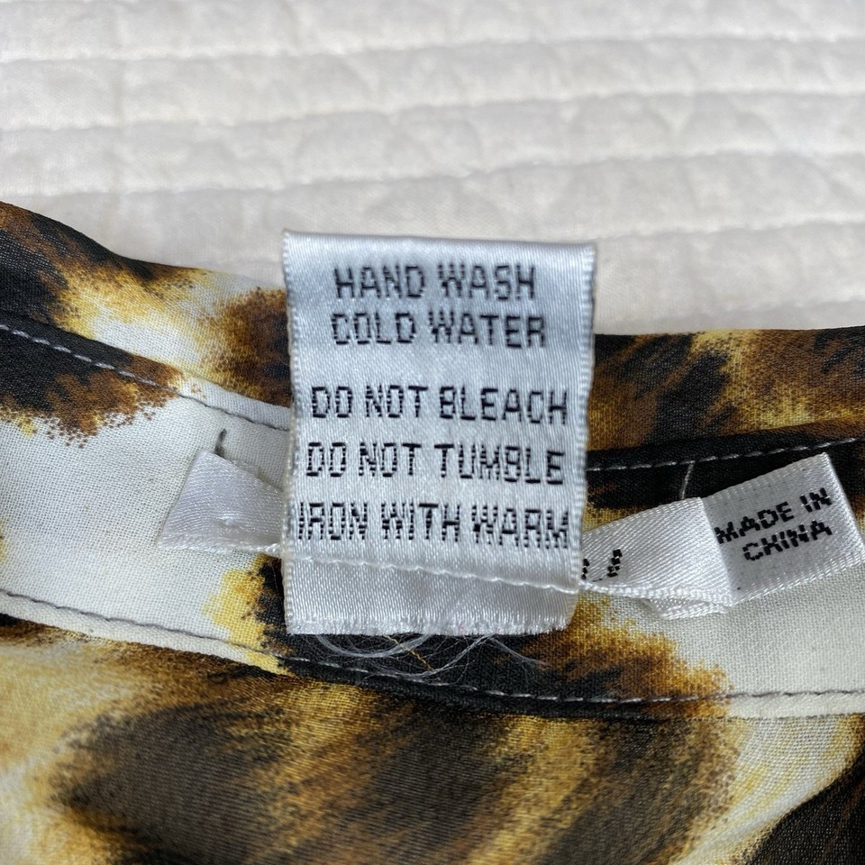 Feratelli Womens Leopard Tunic Top Size L Sheer High Low Colorful ...