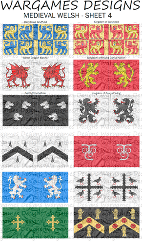 28mm Medieval Welsh Flags - Sheet 4 - Pike & Shotte, FOG, DBR, Impetus ...