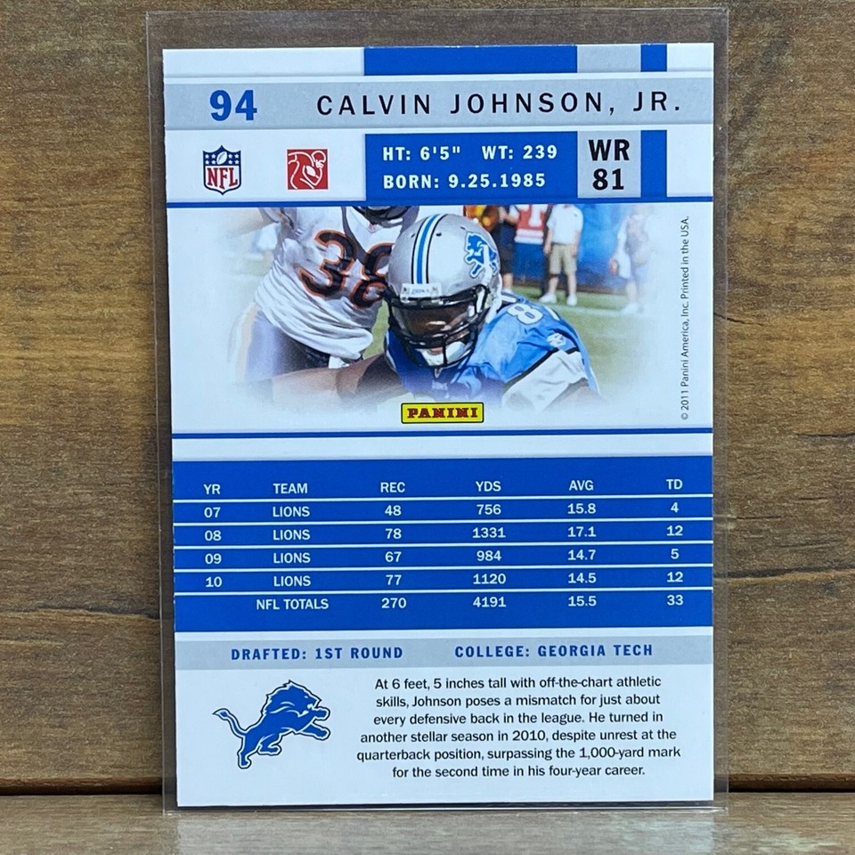 2011 Score Football Card #94 Calvin Johnson Jr. Detroit Lions MEGATRON ...