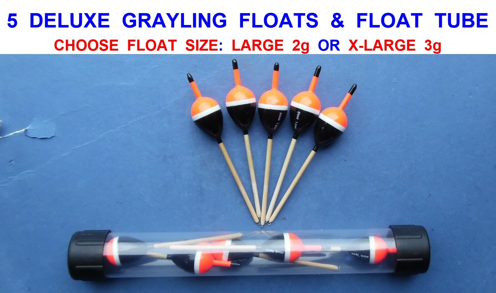 5 DELUXE GRAYLING TROUT FLOATS+FLOAT TUBE FOR GAME TROTTING ROD REEL ...