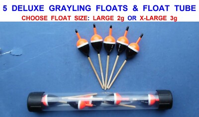 5 DELUXE GRAYLING TROUT FLOATS+FLOAT TUBE FOR GAME TROTTING ROD REEL ...