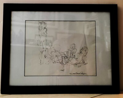 MICHAEL REGNIER Taos Artist "Women's Circle" ORIGINAL INK DRAWING ...