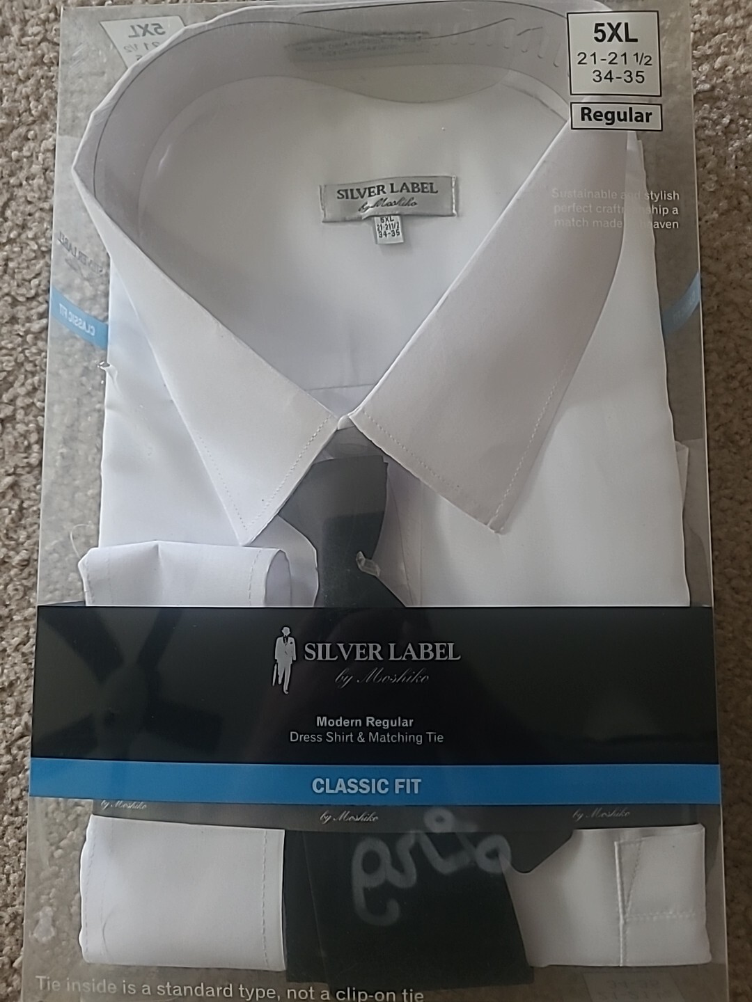 Silver Label 5XL White Dress Shirt & Matching Black Tie by Moshiko | eBay