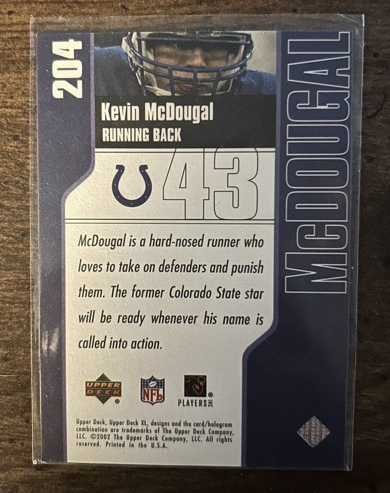 2002 Upper Deck XL #204 Kevin McDougal - Indianapolis Colts | eBay