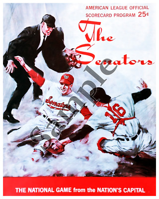 MLB 1968 Washington Senators Game Program Cover REPRINT Color 8 X 10 ...