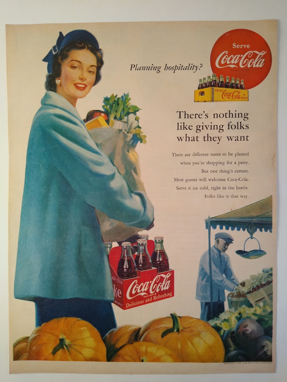 1952 Coca-Cola Autumn Pumpkins Vintage Print Ad | eBay