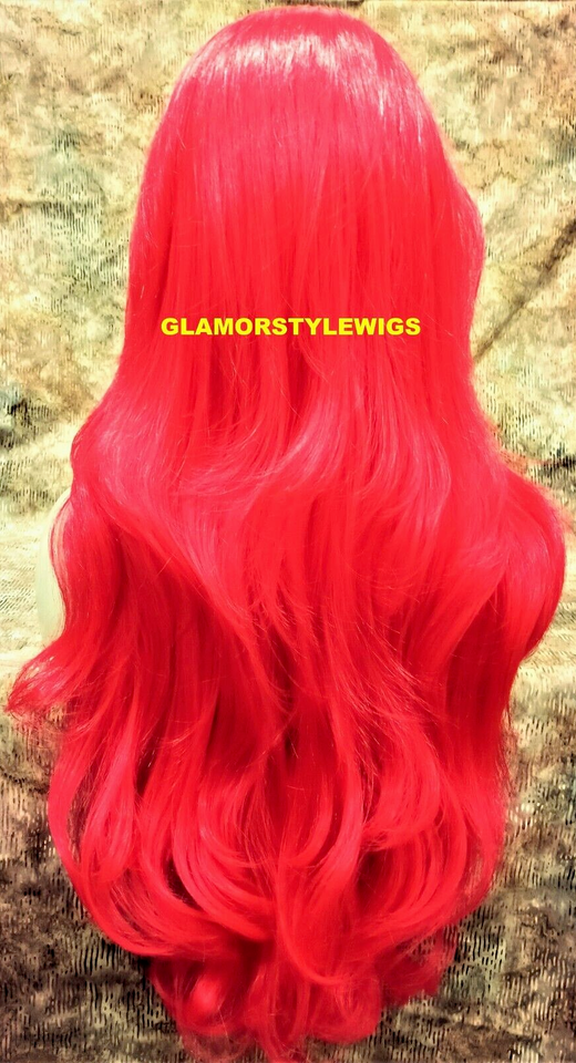 LACE FRONT FULL WIG LONG WAVY LAYERED SIDE PART VIVID RED HEAT OK NWT ...