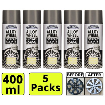 5x Car Pride Alloy Wheel Spray Paint Silver Gloss Repair Care for Car ...