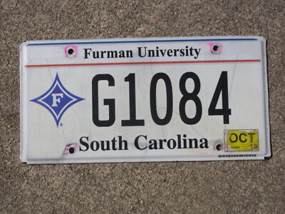 South Carolina Furman University License Plate College SC Liberal Arts ...