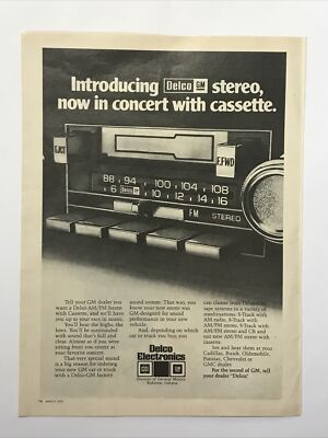1978 DELCO ELECTRONICS AM/FM Stereo Cassette Car Radio GM Vintage Print ...