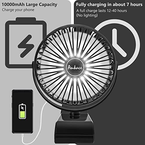 10000mAh Portable Clip on Fan Rechargeable, Battery Operated Desk Fan ...