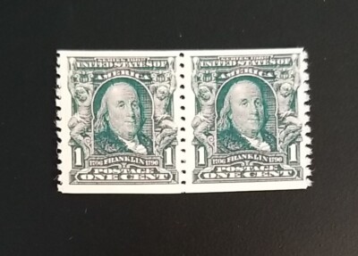 US Stamps SC# 318 1908 1c Benjamin Franklin Coil Pair Stamp Replica | eBay
