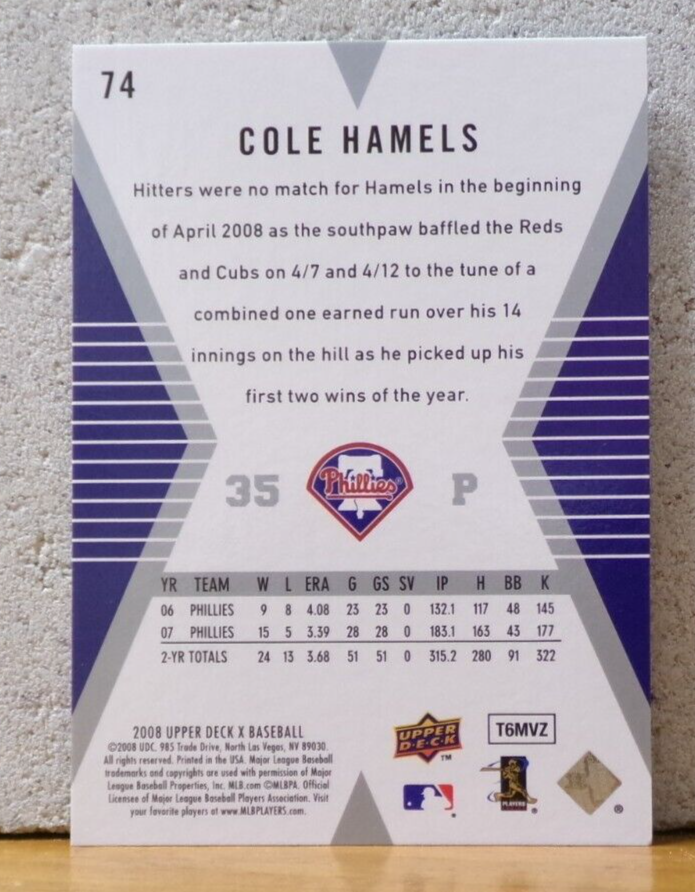 Baseball Card Cole Hamels Baseball Magnet Card - Limited Edition Minor ...