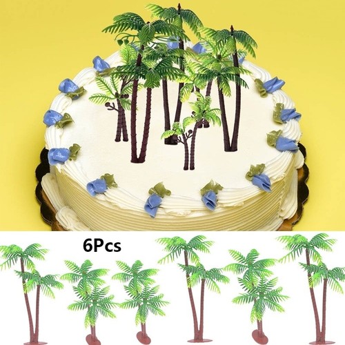 6x Palm Tree Cake Decorations Cupcake Topper Decor Coconuts Trees ...