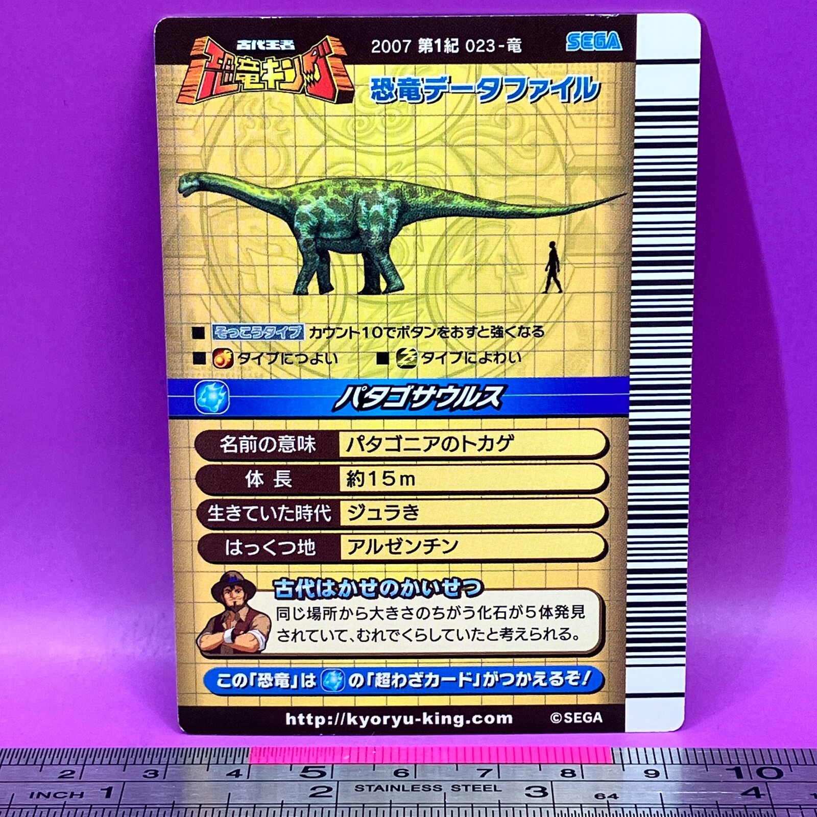 Patagosaurus - Dinosaur King Card 1-023-Ryū 2007 SEGA TCG Japanese #152 ...