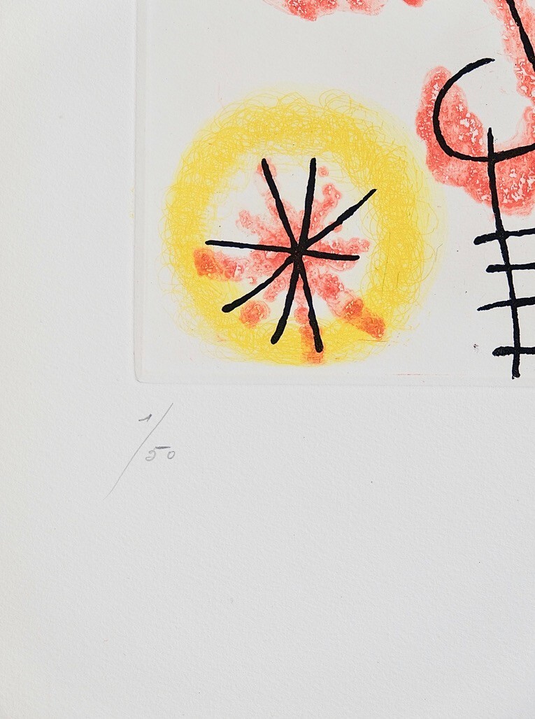 Joan Miro - Print Original - Etching - Composition 11 (Leaves Scattered ...