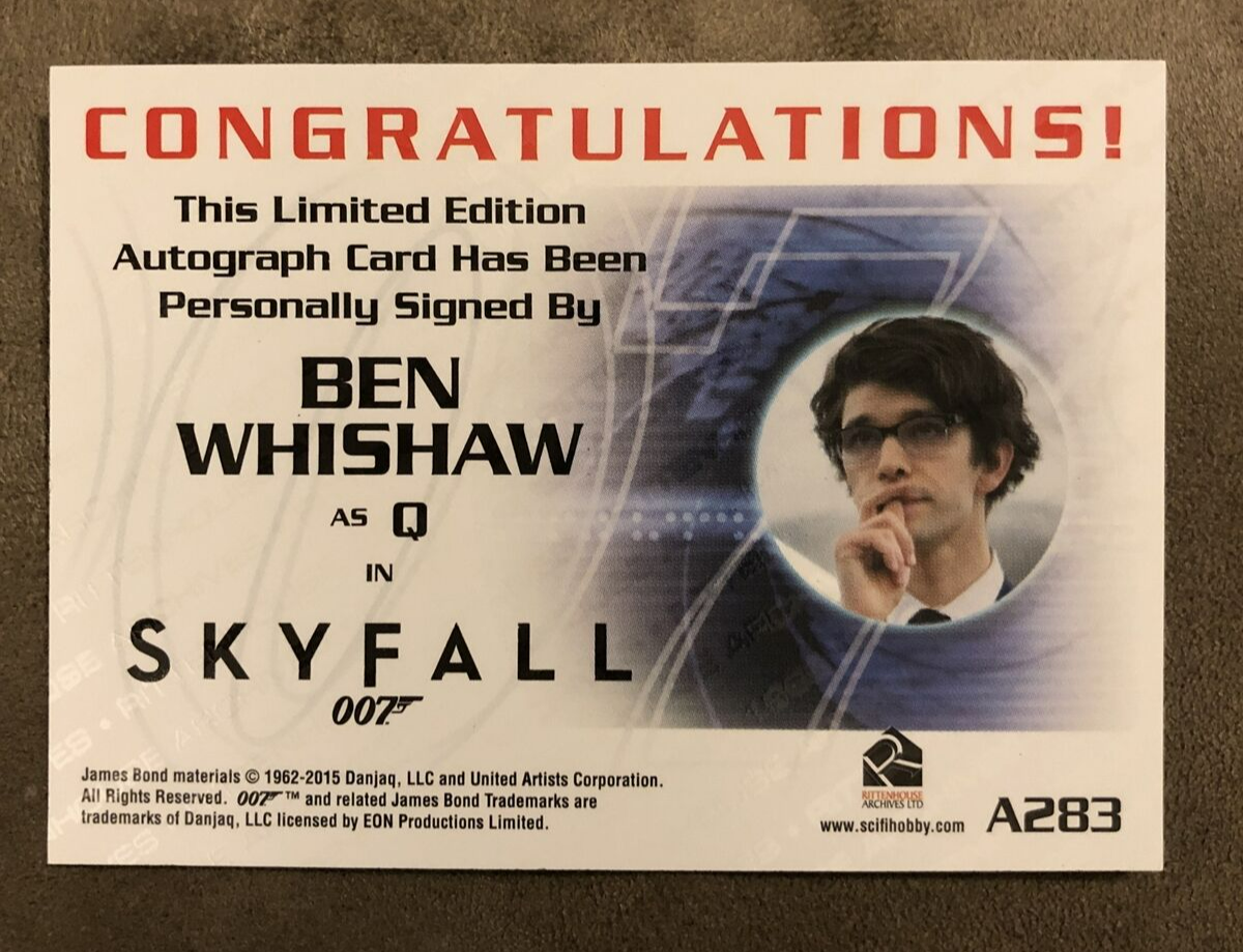 James Bond Archives Autograph Card A283 Ben Whishaw as Q | eBay