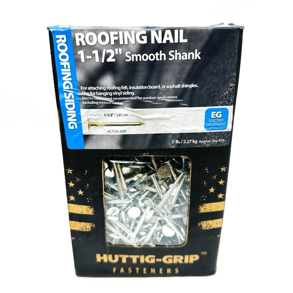 970 pcs Huttig-Grip 1-1/2 in Galvanized Roofing Siding Nails, Smooth ...