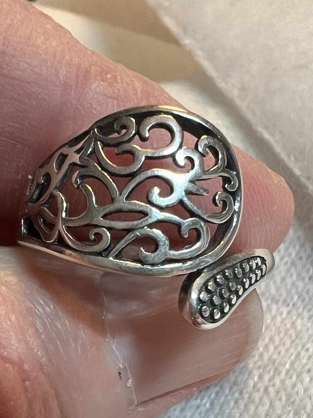 Sterling Silver .925 Spoon Style Filigree Bypass Ring Size 7 | eBay