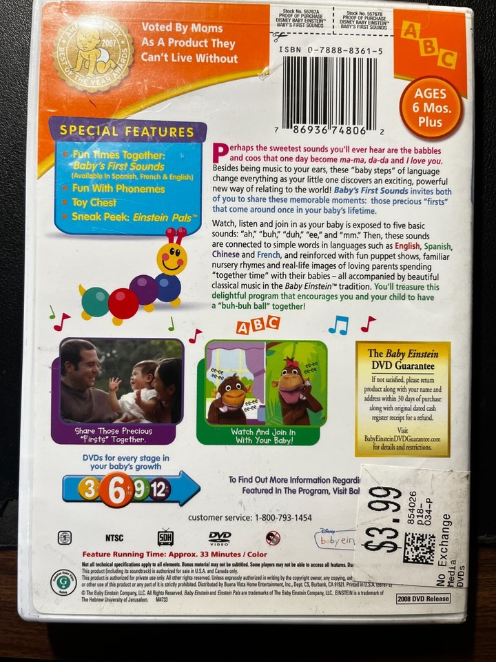 Disney Baby Einstein Baby's First Sounds Discovering for Little Ears ...