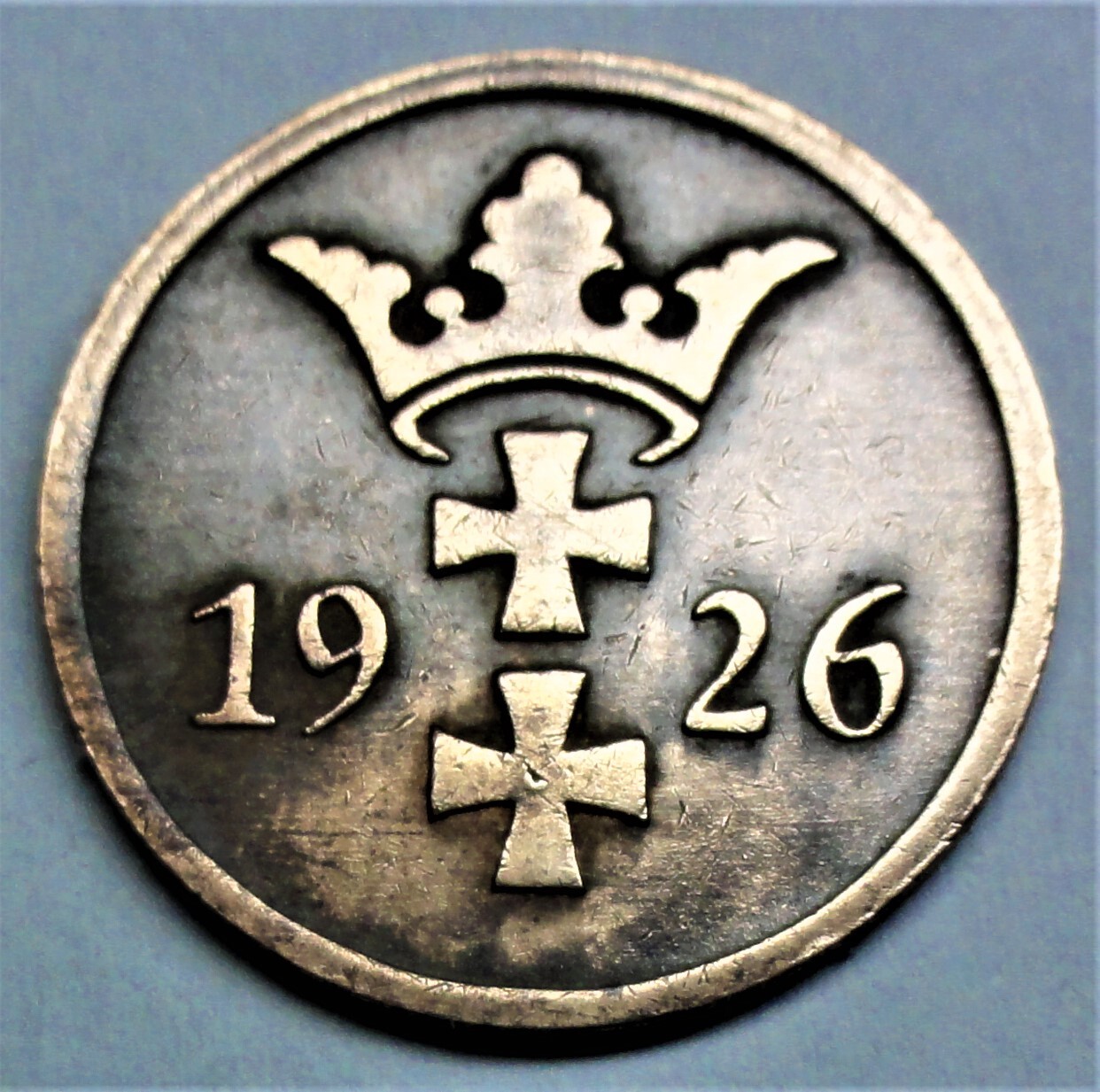 Danzig 2 Pfennig 1926 - "Krone & 2x Deutsches Kreuz" -Vorzüglich /xf ...
