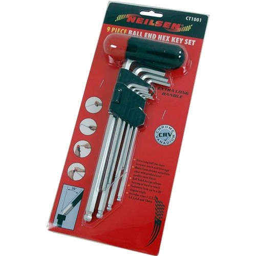 Neilen 9pc Long Metric Ball Point Hex Allen Key Set Alan 1.5 - 10mm ...