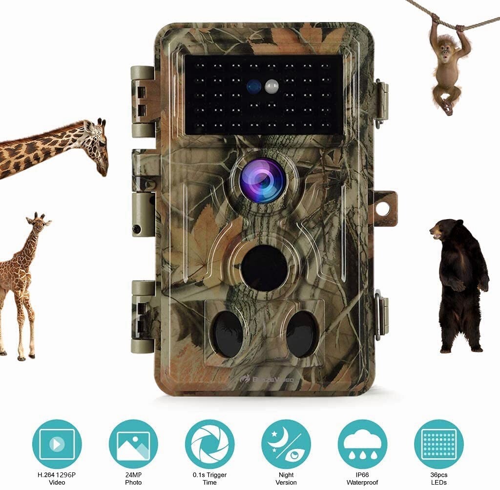 2 Pack 48MP 1296P Game Trail Camera Night Vision Waterproof No Glow ...
