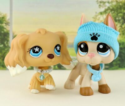 2pcs Pet Shop LPS Cocker Spaniel #748 and Great Dane #1647 Animal Toys ...