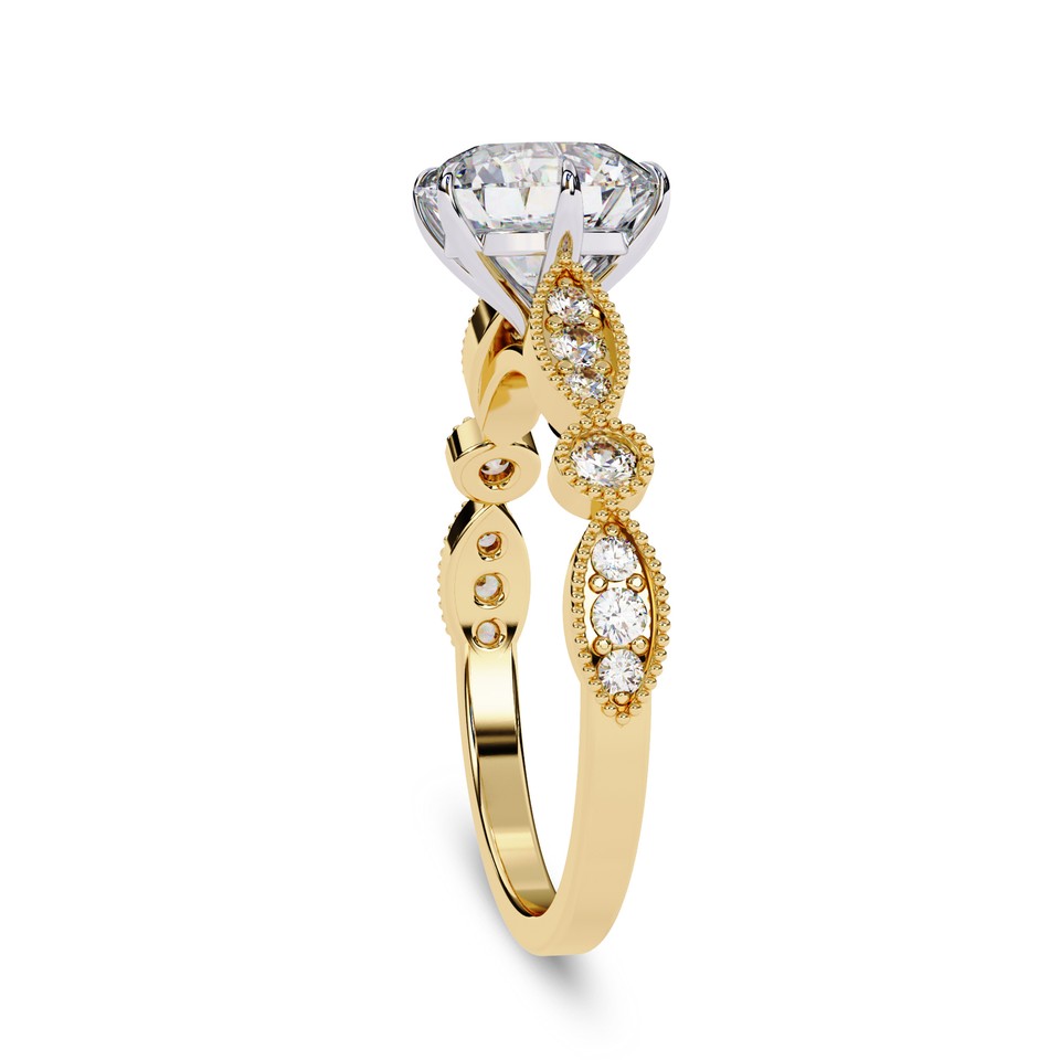 2.16 Ctw Lab Grown Diamond Beaded Solitaire Stackable Promise Ring 14K ...