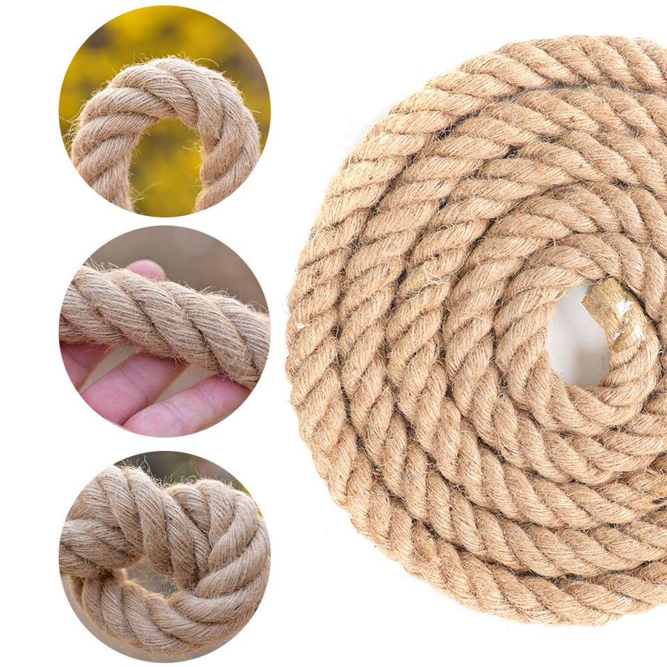 Natural Thick Hemp Rope Twisted Strong Jute Rope 4-Strand Burlap Rope ...