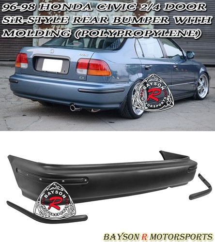 Fits 96-98 Honda Civic 2/4dr SIR-Style Rear Bumper Cover With Molding ...