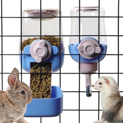 Automatic Rabbit Feeder and Waterer Set, Gravity Pet Food Water ...
