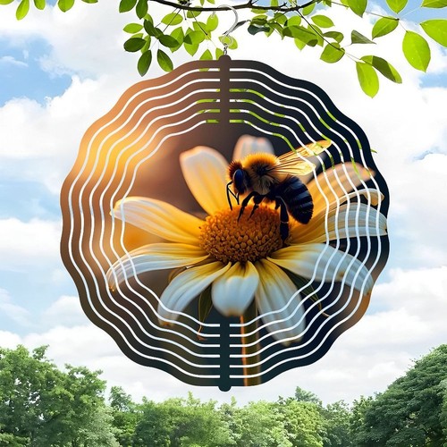 Vibrant Metal Hanging Wind Spinners & Chimes - Dynamic Concentric ...