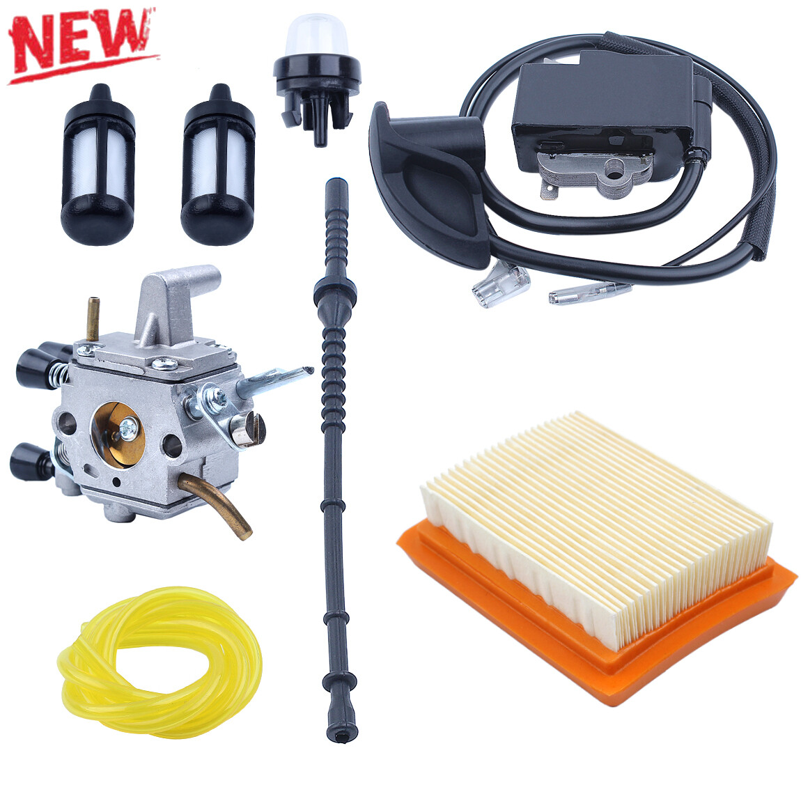 Carburetor Ignition Coil Air Filter Fuel Hose For STIHL FS120 FS200 ...