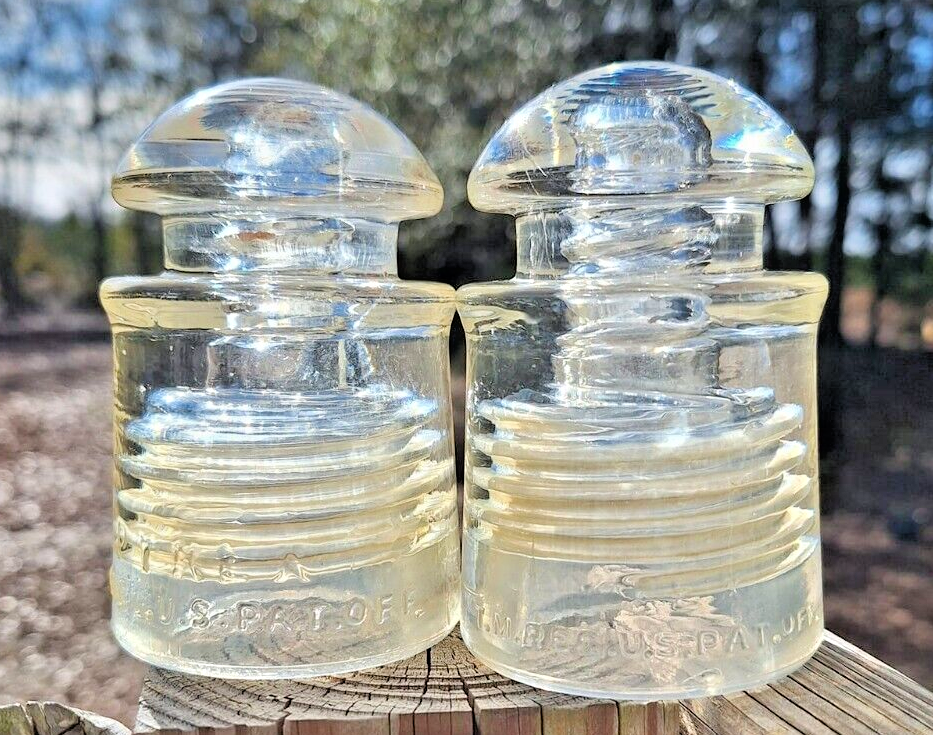Lot of 2 Vintage Pyrex Clear Electrical Insulators 4" Tall X 2 1/2 ...