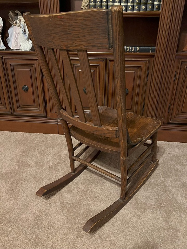 Antique Sewing Rocker - Mission Style Solid Oak Ladies Nursing Rocking ...