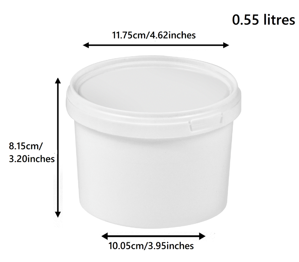 Plastic Buckets Tubs White Containers Tamper Evident Lids 0.5L 1L 3L 5L ...