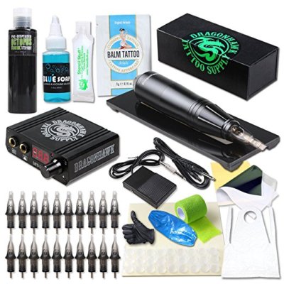 Professional Complete Top Rotary Tattoo Kit motor pen machine gun Power ...