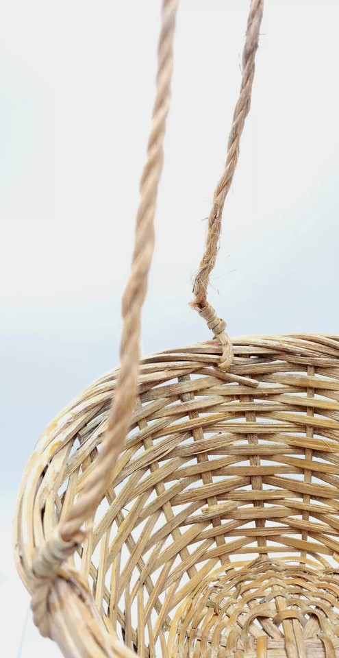 3 Pcs Hanging Basket Natural Woven Rattan/Wicker/Bamboo/Straw/Twine 10 ...