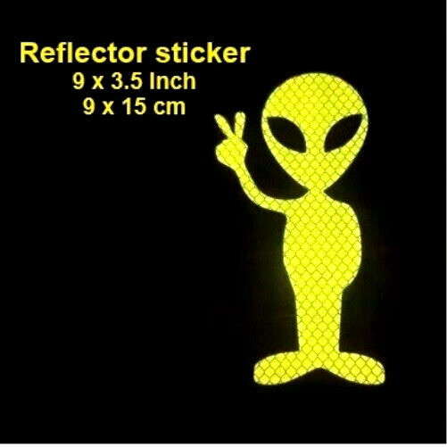 Alien Humanoid UFO Reflector Sticker Car Window Door Bumper Truck ...