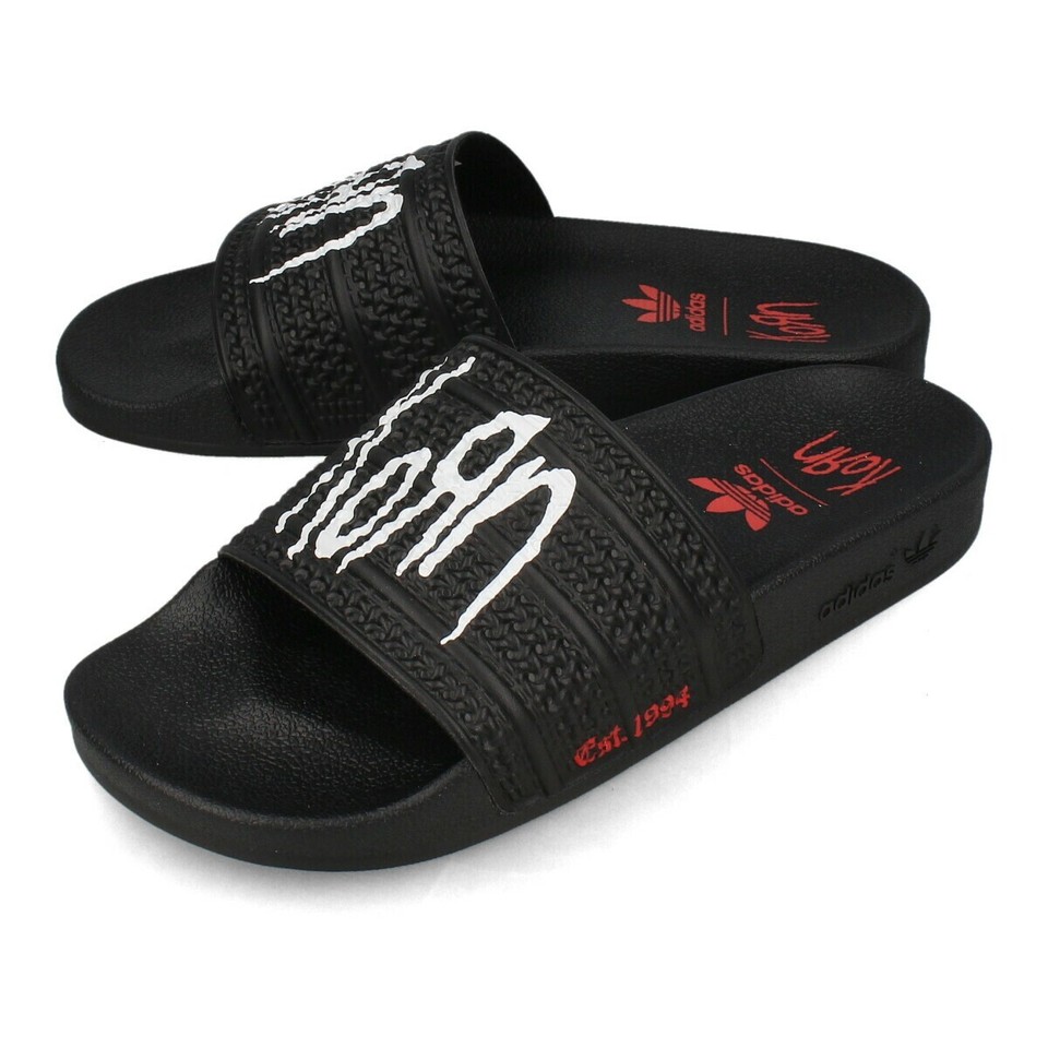 IH3753 adidas ADILETTE × KORN CORE BLACK Footwear White Better Scarlet ...