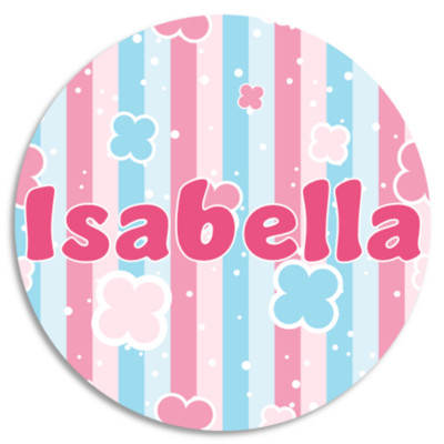 Isabella - 3 Pack Circle Stickers 3 Inch - Name Tag Water Bottle School ...