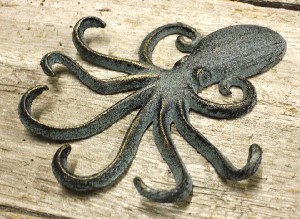Heavy Cast Iron Octopus Towel Hanger Coat Hooks Hat Hook, Key Rack ...