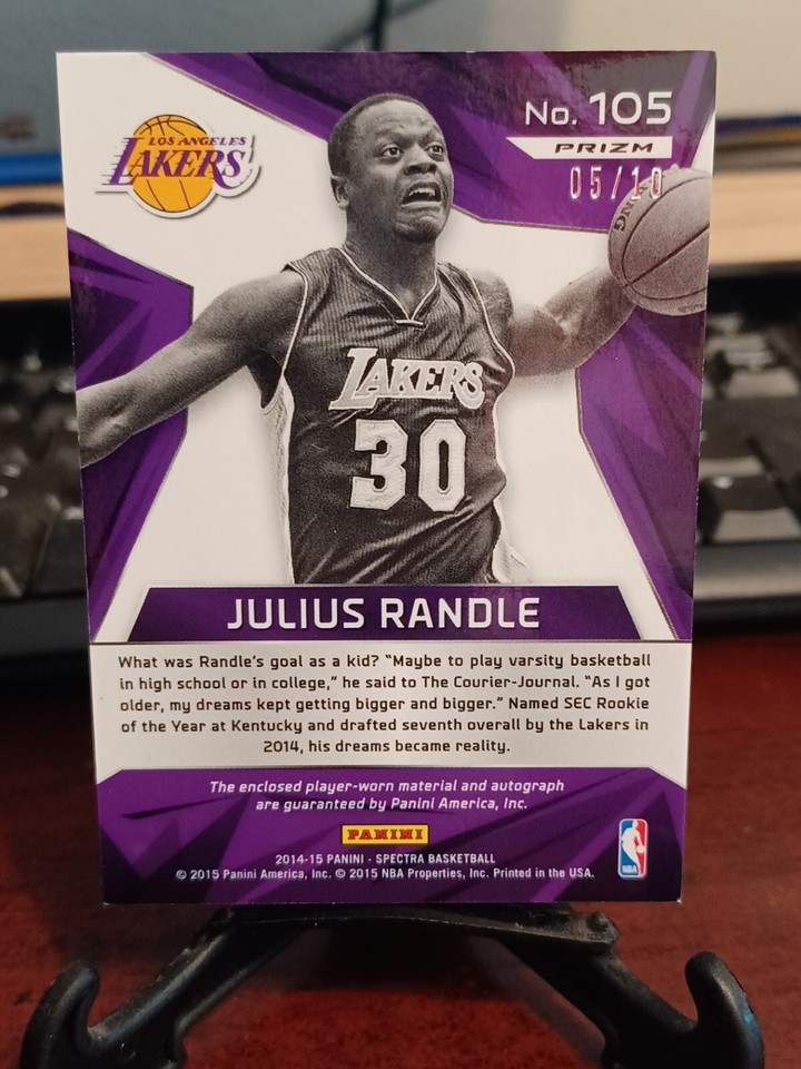 Julius Randle 2014-15 Panini Spectra GOLD 4 Color RPA ROOKIE Auto! #05/ ...